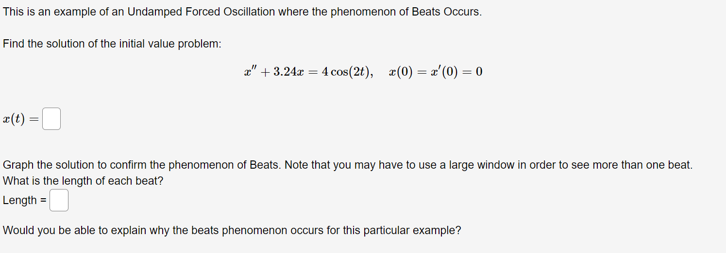 Solved This is an example of an Undamped Forced Oscillation | Chegg.com