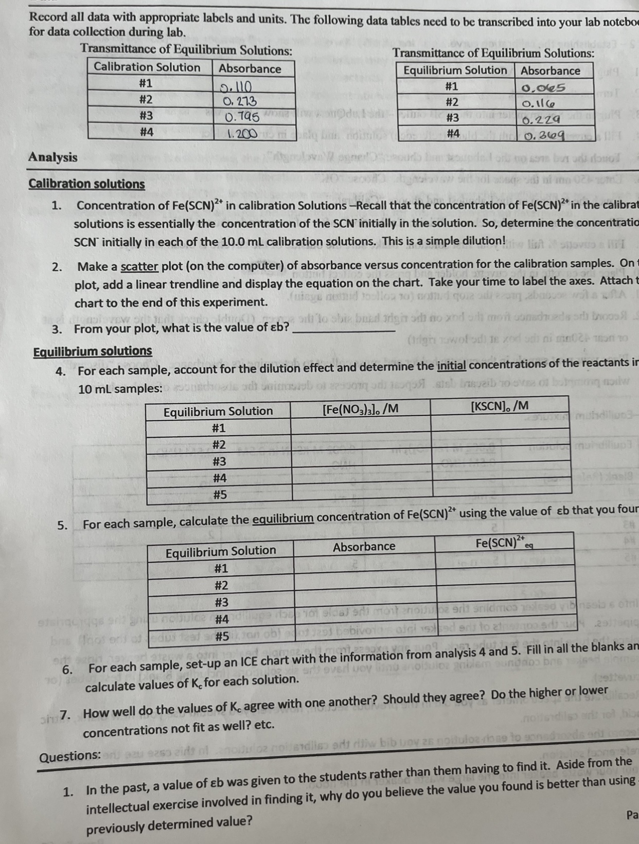 concentrations of Fe(SCN)2+ in a solution if we do | Chegg.com