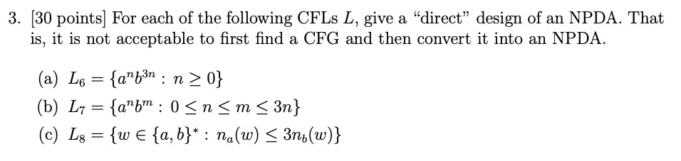 Solved 3. [30 points] For each of the following CFLs L, give | Chegg.com