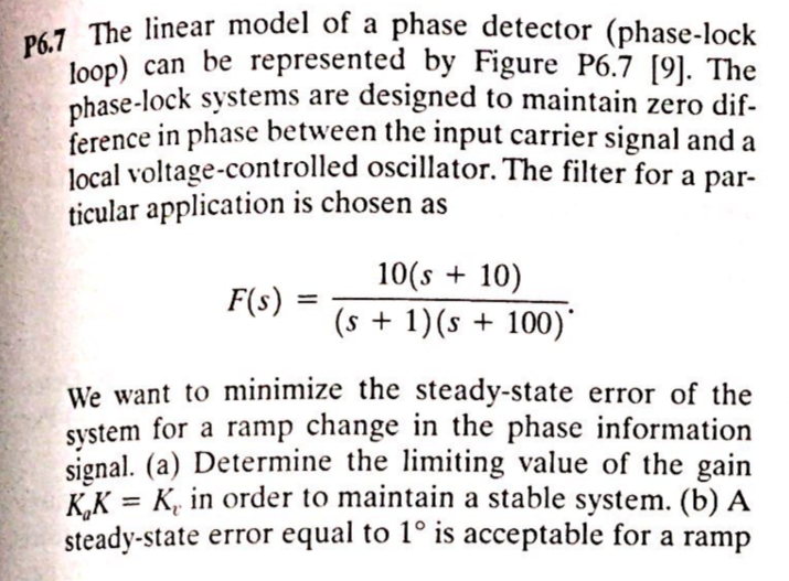 Solved 1 The linear model of a phase detector (phase-lock y | Chegg.com