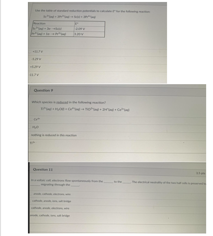 Solved Use the table of standard reduction potentials to | Chegg.com