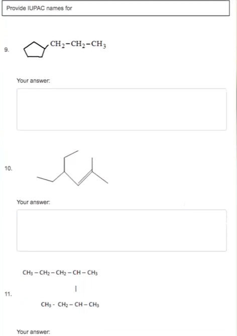 Solved Provide IUPAC names forYour answer:Your | Chegg.com
