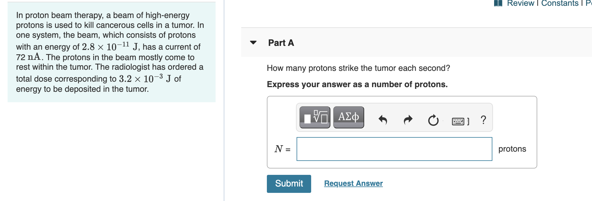 Solved Review | Constants IP Part A In proton beam therapy, | Chegg.com