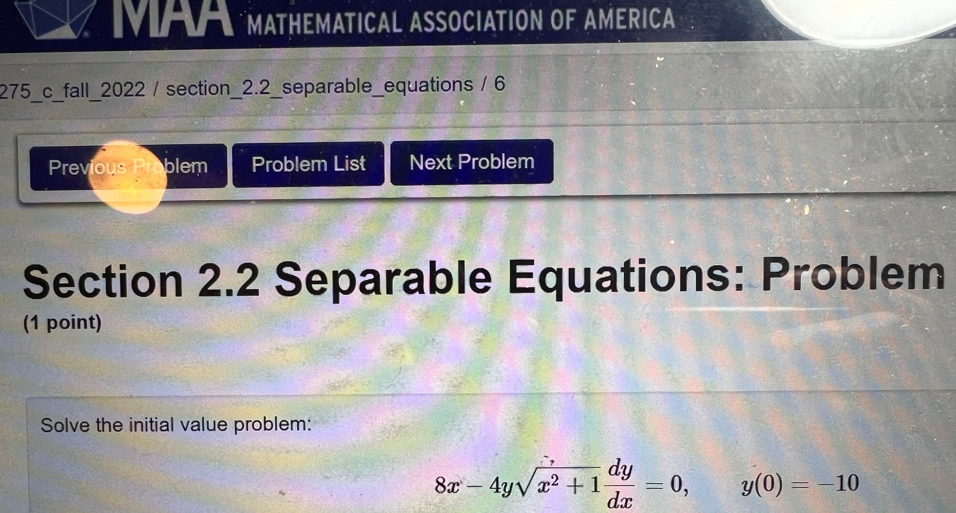 Solved Section 2 2 Separable Equations Problem 1 Point