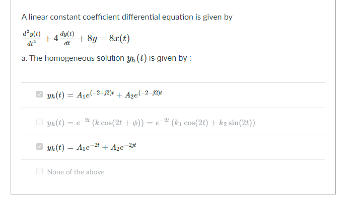 Solved A linear constant coefficient differential equation | Chegg.com