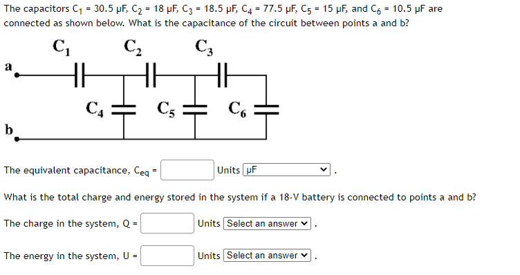 Solved The capacitors C1 = 30.5 pF, C2 = 18 pF, C3 = 18.5 | Chegg.com