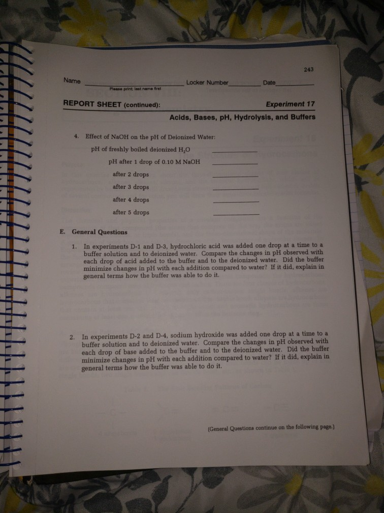 Solved 239 Name Locker Number Date Please print lest name | Chegg.com
