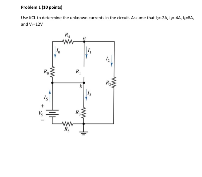 Solved Use KCL to determine the unknown currents in the | Chegg.com