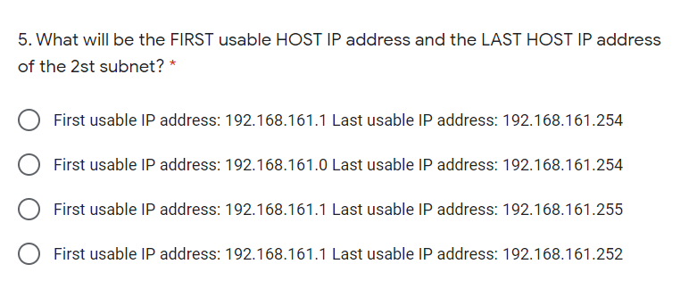 Solved 5. What will be the FIRST usable HOST IP address and | Chegg.com