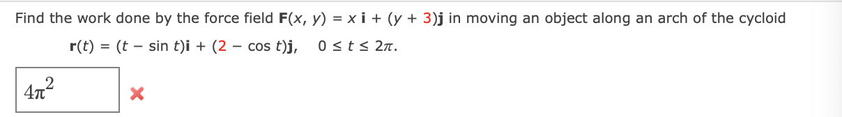 Solved Find the work done by the force field | Chegg.com