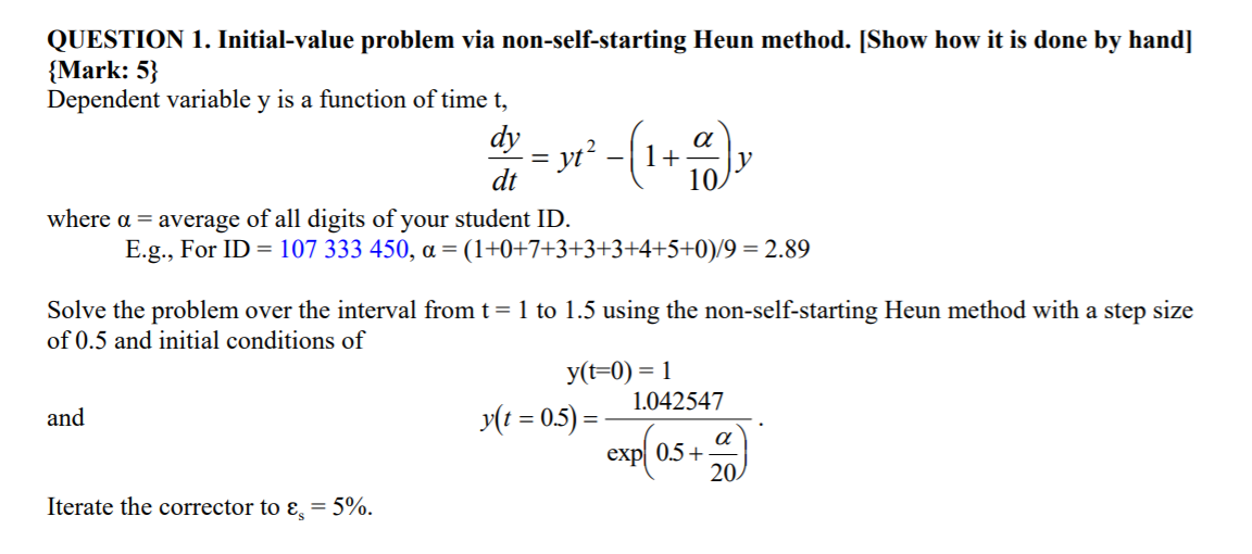 Solved QUESTION 1. Initial-value problem via | Chegg.com