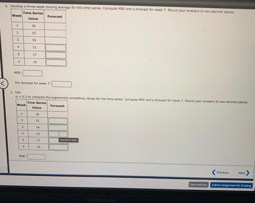 Solved Consider the following time series data. a. Choose | Chegg.com