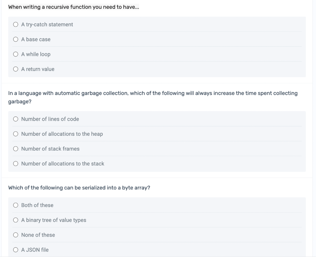 Solved When writing a recursive function you need to have... | Chegg.com