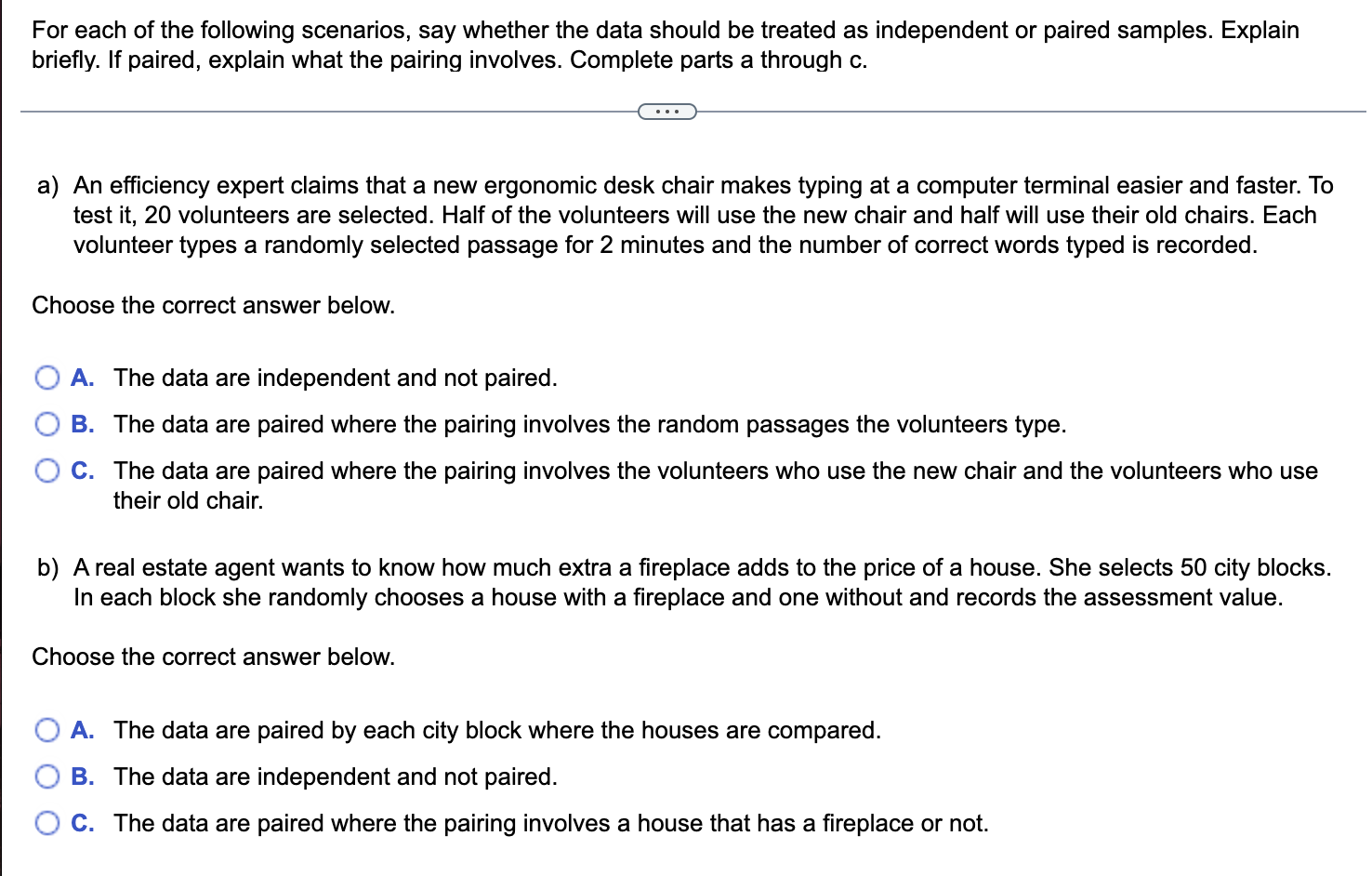 Solved For each of the following scenarios, say whether the | Chegg.com