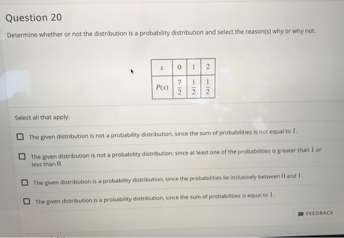 Solved Question 20 Determine whether or not the distribution | Chegg.com