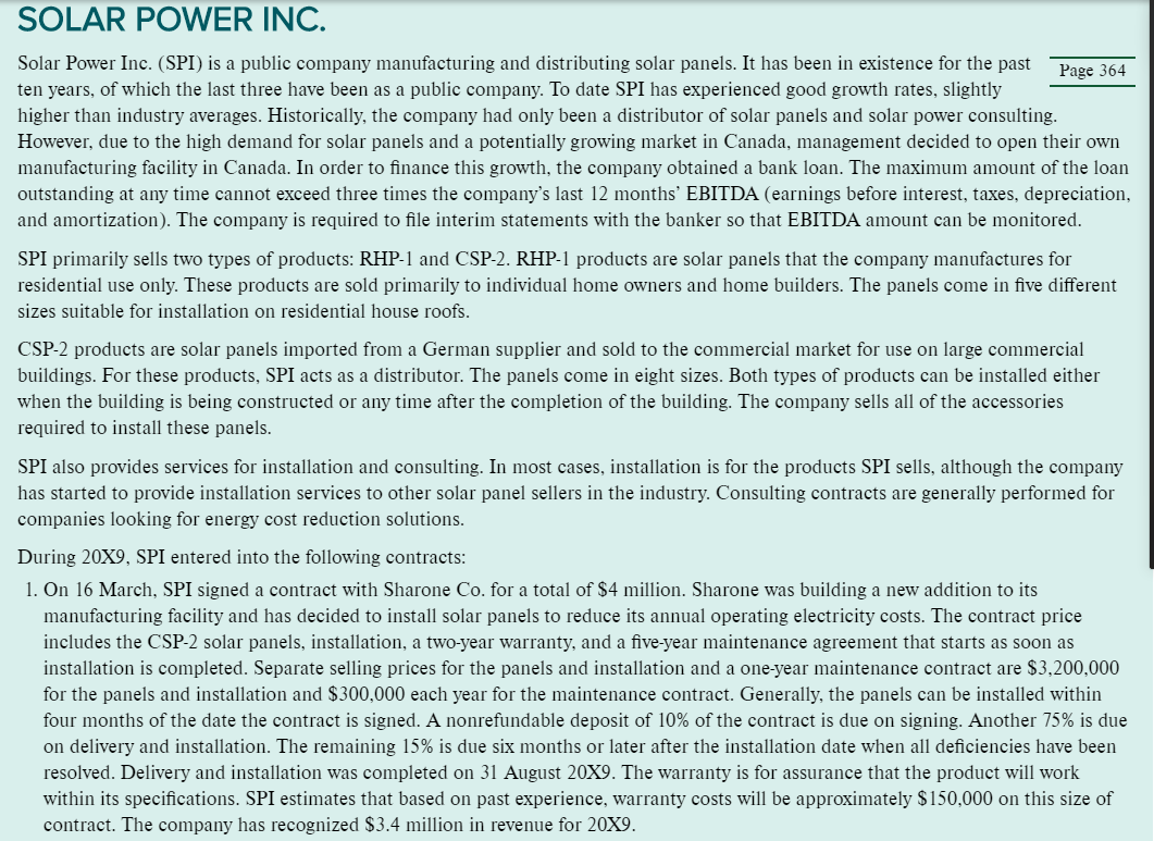 Solved SOLAR POWER INC. Solar Power Inc. (SPI) is a public | Chegg.com