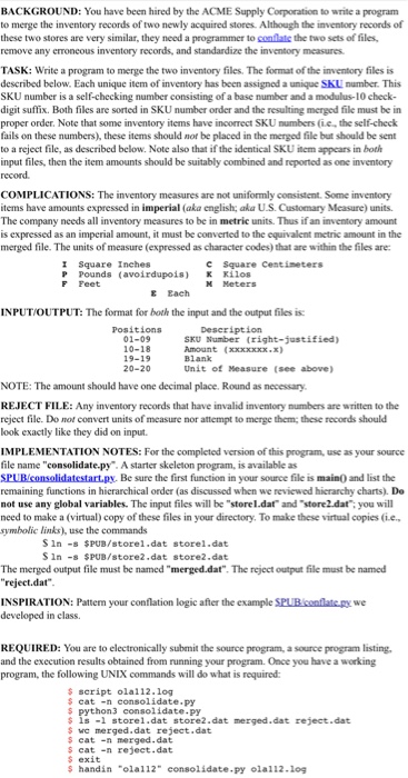 Solved BACKGROUND: You have been hired by the ACME Supply | Chegg.com