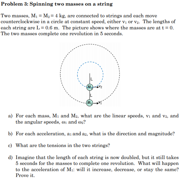 Solved Problem 3: Spinning two masses on a string Two | Chegg.com