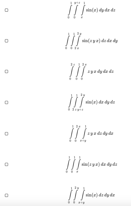 Solved Which of the following triple integrals is definite | Chegg.com