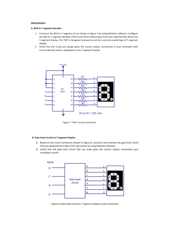 Solved PROCEDURES: A. BCD to 7-segment decoder 1. Construct | Chegg.com
