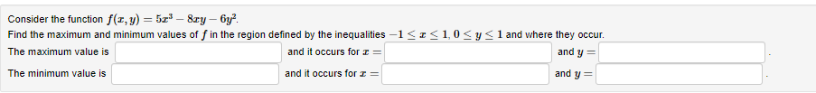 Solved Consider the function f(x,y)=5x3−8xy−6y2. Find the | Chegg.com