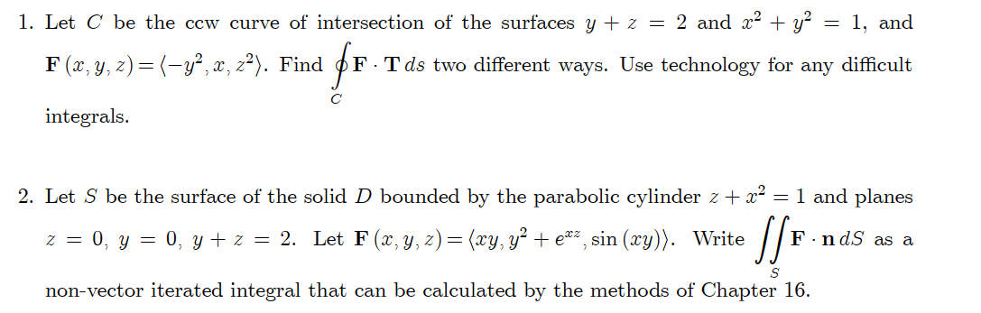 Solved 1. Let C be the ccw curve of intersection of the | Chegg.com