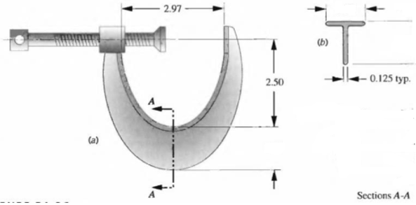 Solved Figure below shows a C- clamp with an elliptical body | Chegg.com
