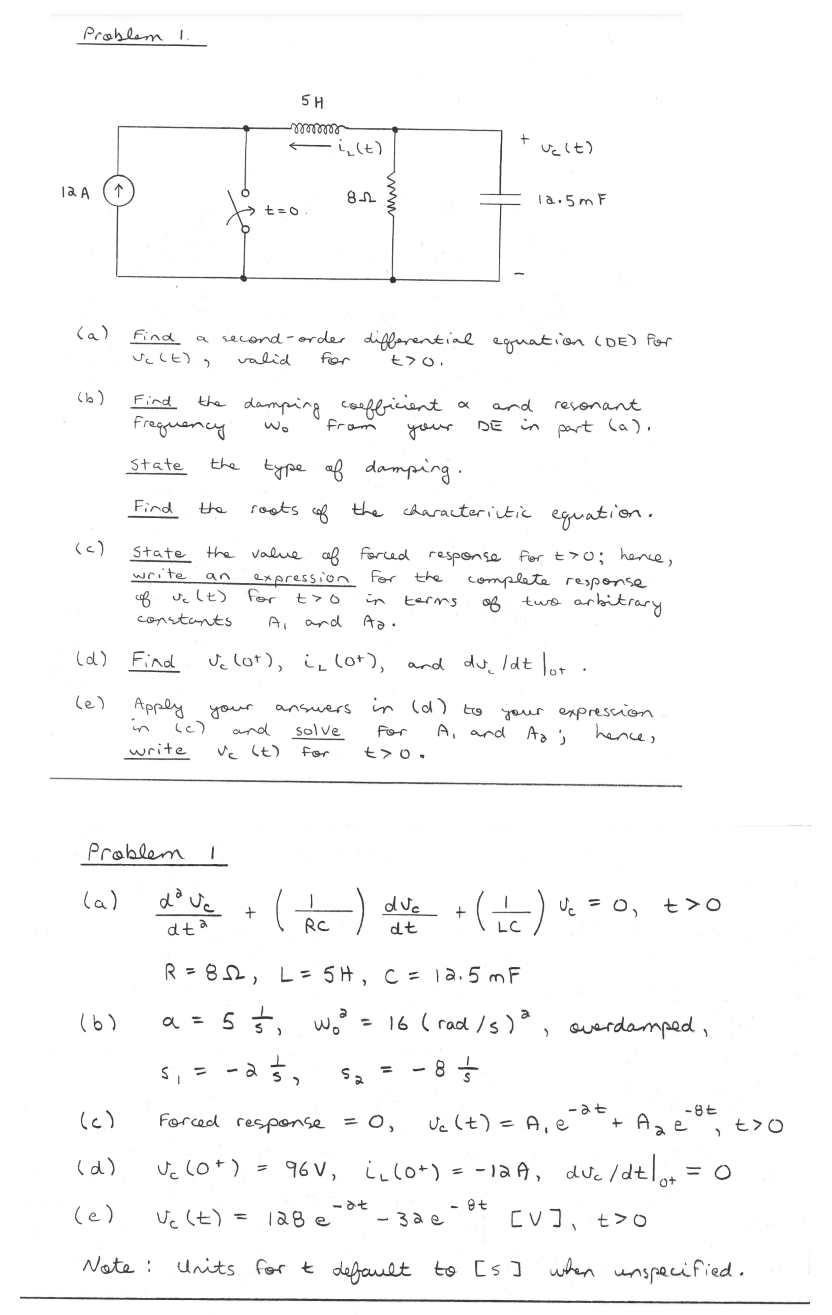 Solved Problem 1.(a) Find v0(t) ﻿a second-order | Chegg.com