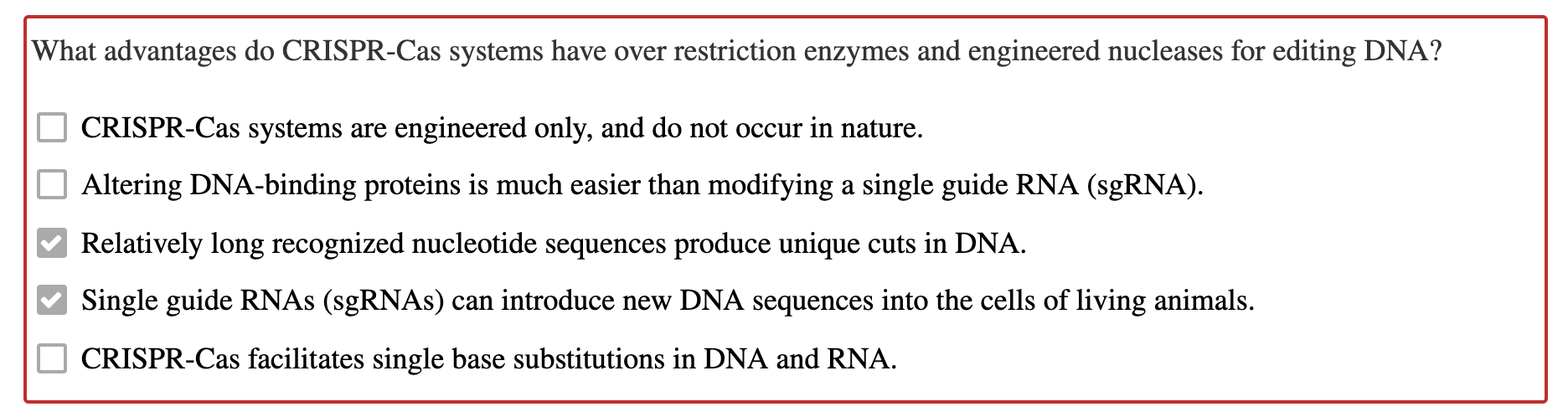 Solved What advantages do CRISPR-Cas systems have over | Chegg.com