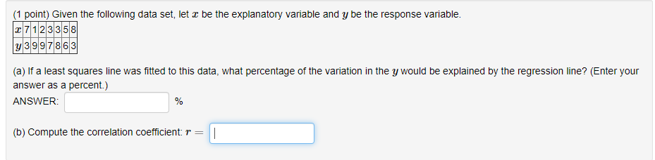 Solved (1 point) Given the following data set, let z be the | Chegg.com