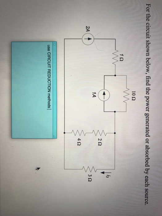 Solved For the circuit shown below, find the power generated | Chegg.com