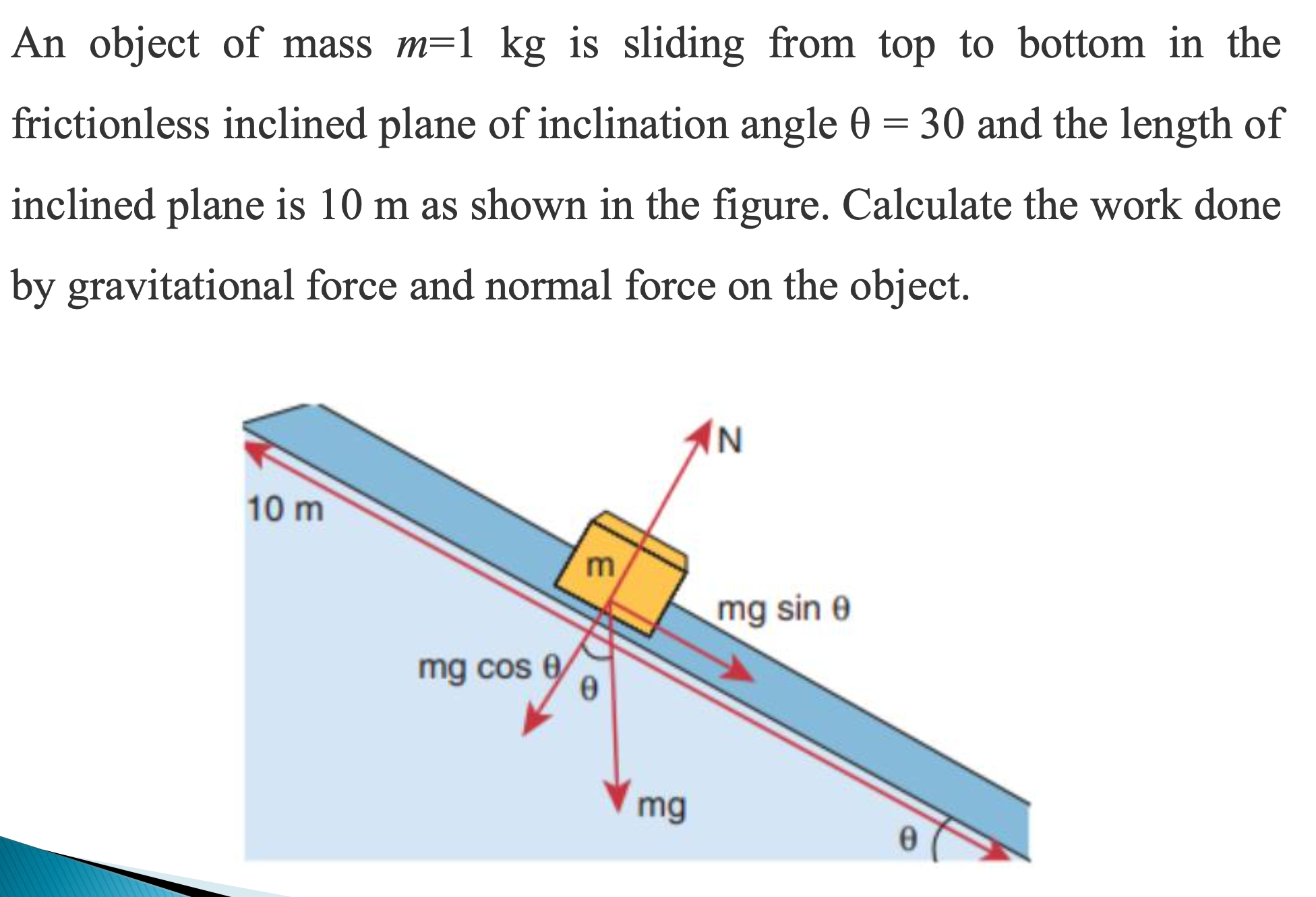 Solved An object of mass m=1kg ﻿is sliding from top to | Chegg.com