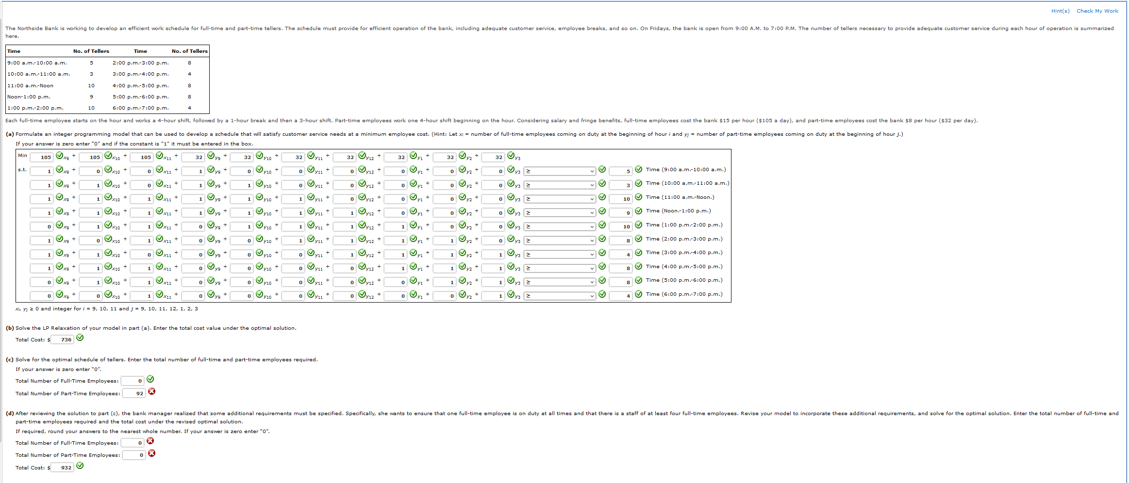 Solve the LP Relaxation of your c) Solve for the | Chegg.com