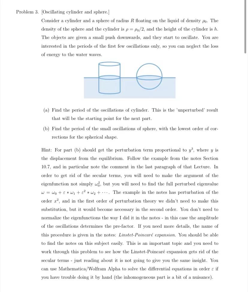 Solved Problem 3. (Oscillating cylinder and sphere.] | Chegg.com