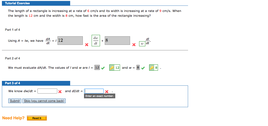 Solved The length of a rectangle is increasing at a rate of | Chegg.com