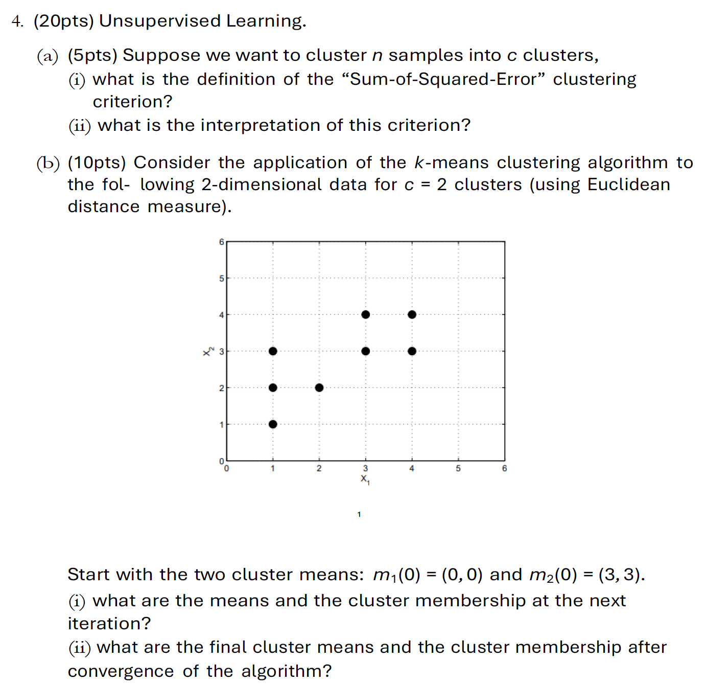 Solved (20pts) ﻿Unsupervised Learning.(a) (5pts) ﻿Suppose we | Chegg.com