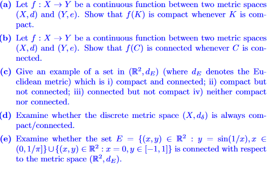 Solved a) Let f:X→Y be a continuous function between two | Chegg.com
