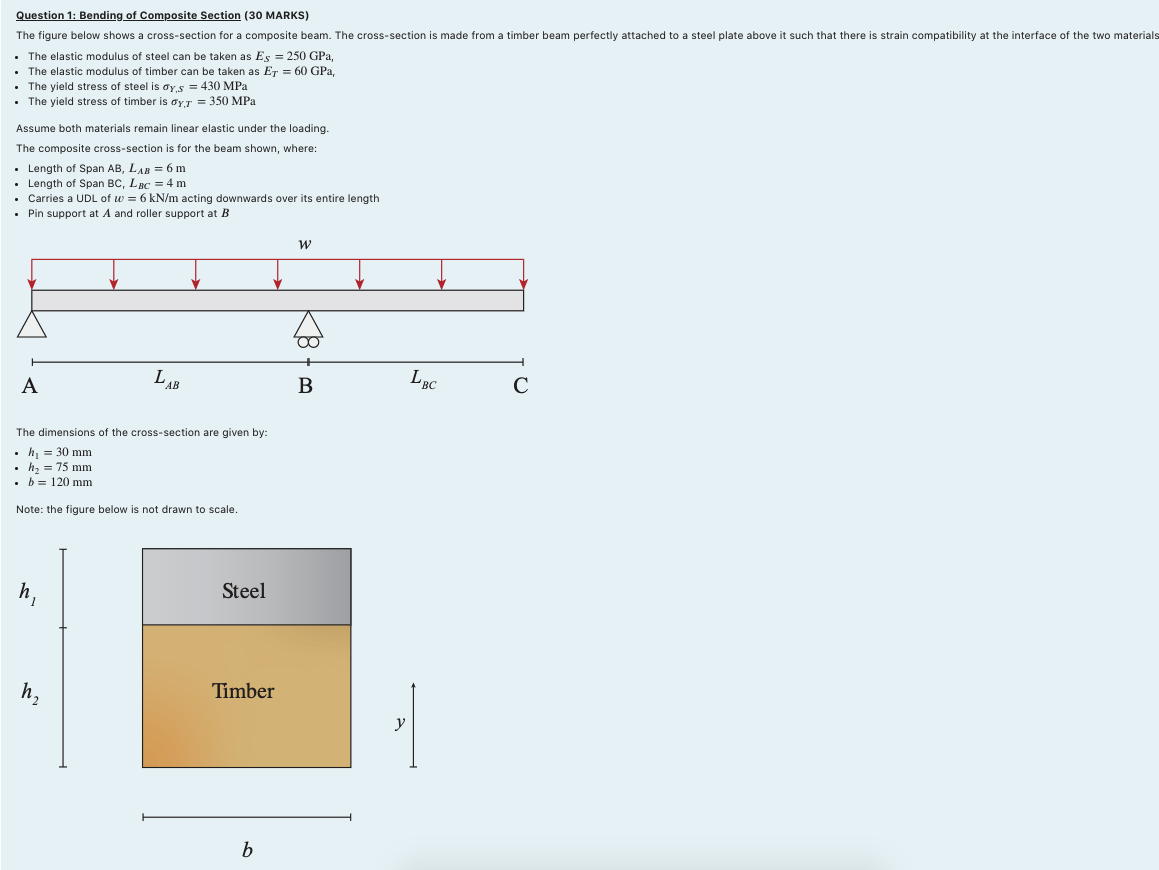 Solved made from a timber beam perfectly attached to a steel | Chegg.com