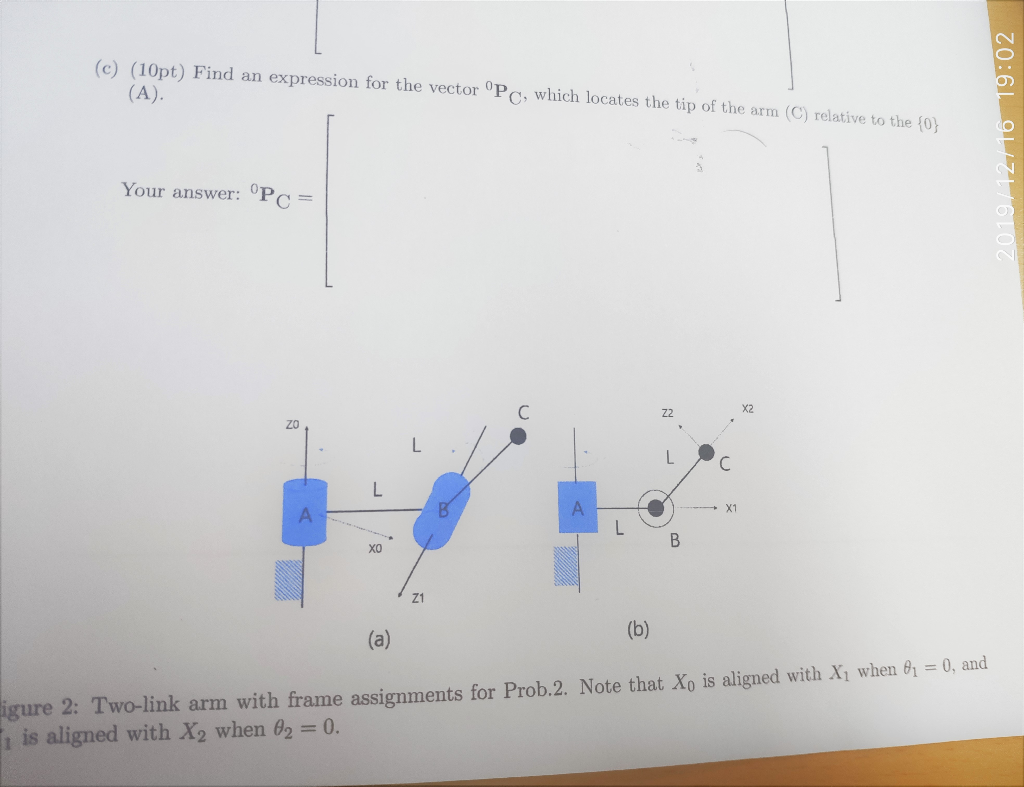 Solved 2. (80pt) For the two-link manipulator shown in Fig. | Chegg.com