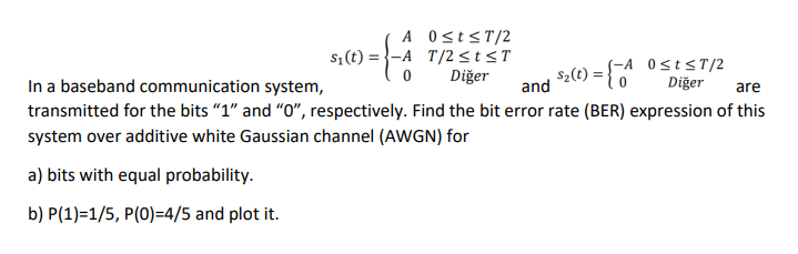 Solved In a baseband communication system, | Chegg.com