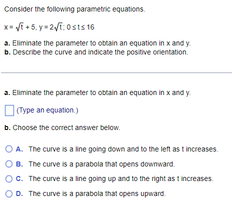 Solved Consider the following parametric | Chegg.com