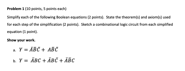 Solved Problem 1 (10 points, 5 points each) Simplify each of | Chegg.com