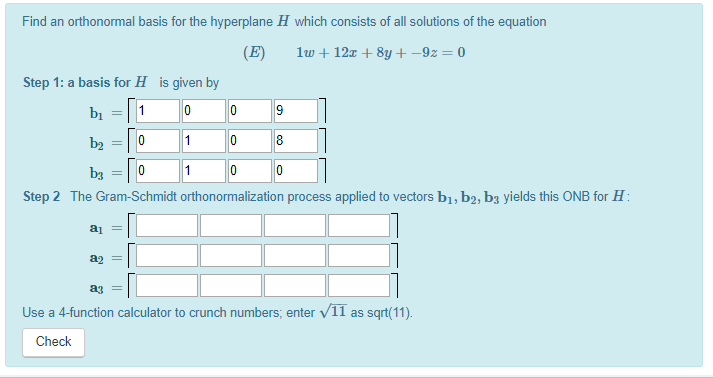 Orthonormal basis calculator store