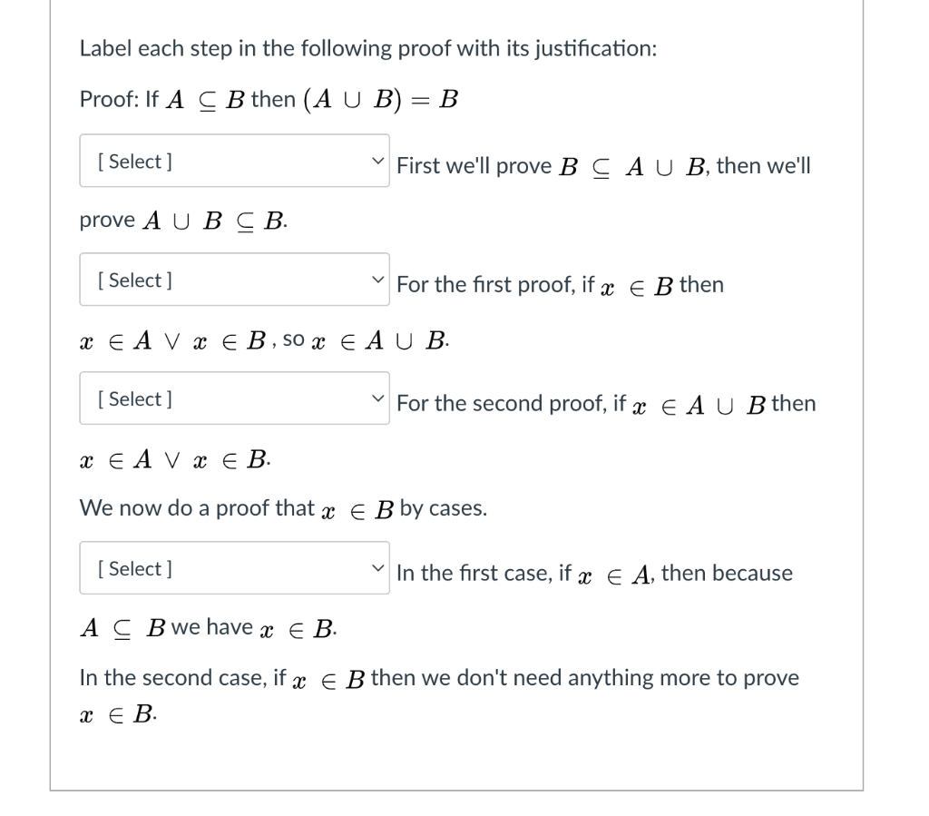 Solved Label each step in the following proof with its | Chegg.com