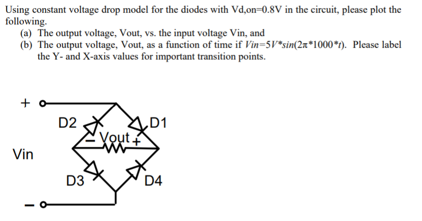 Solved Using constant voltage drop model for the diodes with | Chegg.com