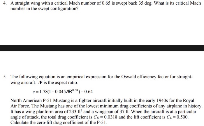 Solved 4. A straight wing with a critical Mach number of | Chegg.com