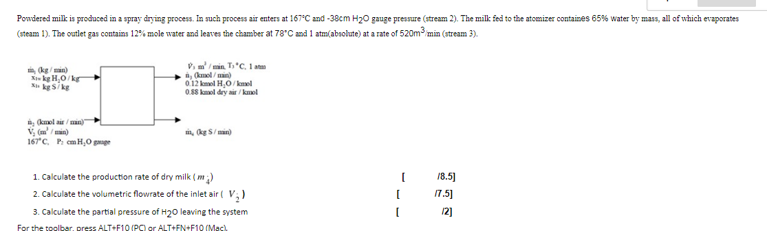 Solved Powdered milk is produced in a spray drying process. | Chegg.com
