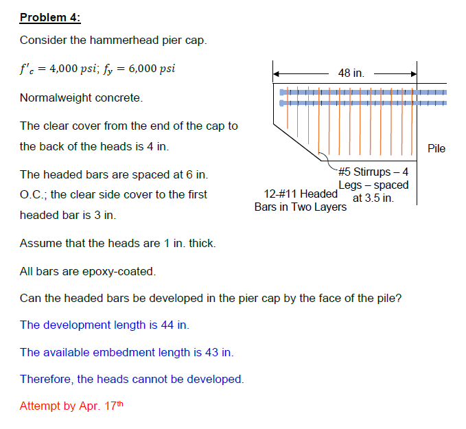 Solved Consider the hammerhead pier cap. | Chegg.com