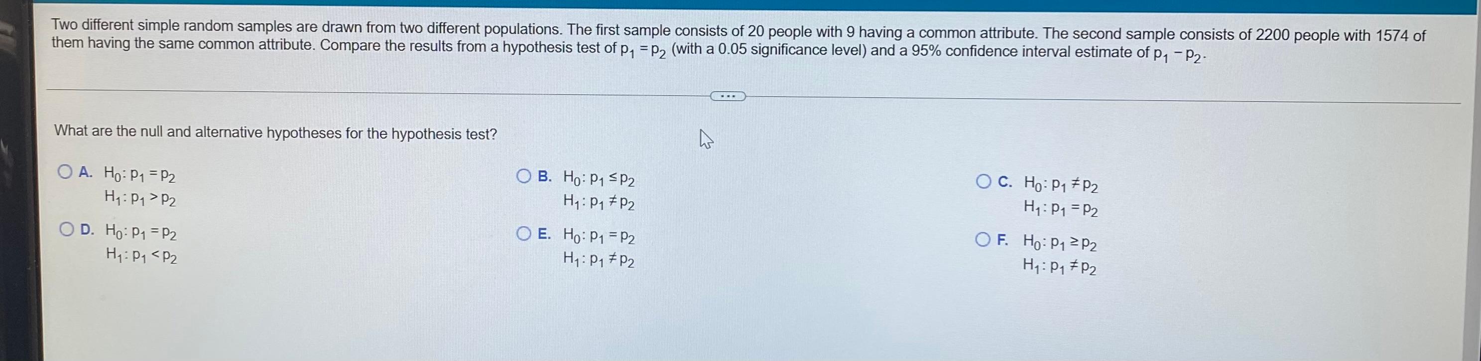 Solved Two different simple random samples are drawn from | Chegg.com
