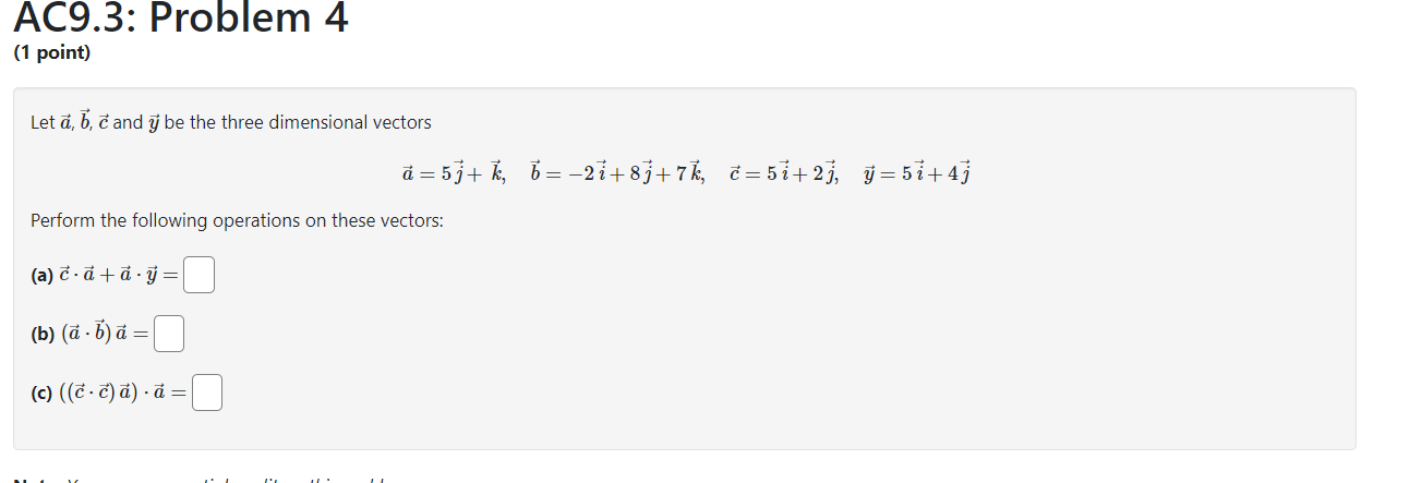 Solved Let a,b,c and y be the three dimensional vectors | Chegg.com